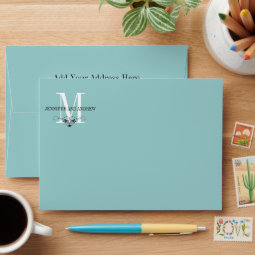 Blue Monogram Chandelier A7 Envelopes | Zazzle