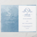 Blue Monogram Folded Wedding Ceremony Program | Zazzle