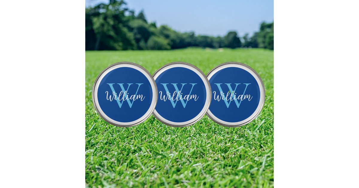 Blue Monogram Name Personalized Golf Ball Marker | Zazzle