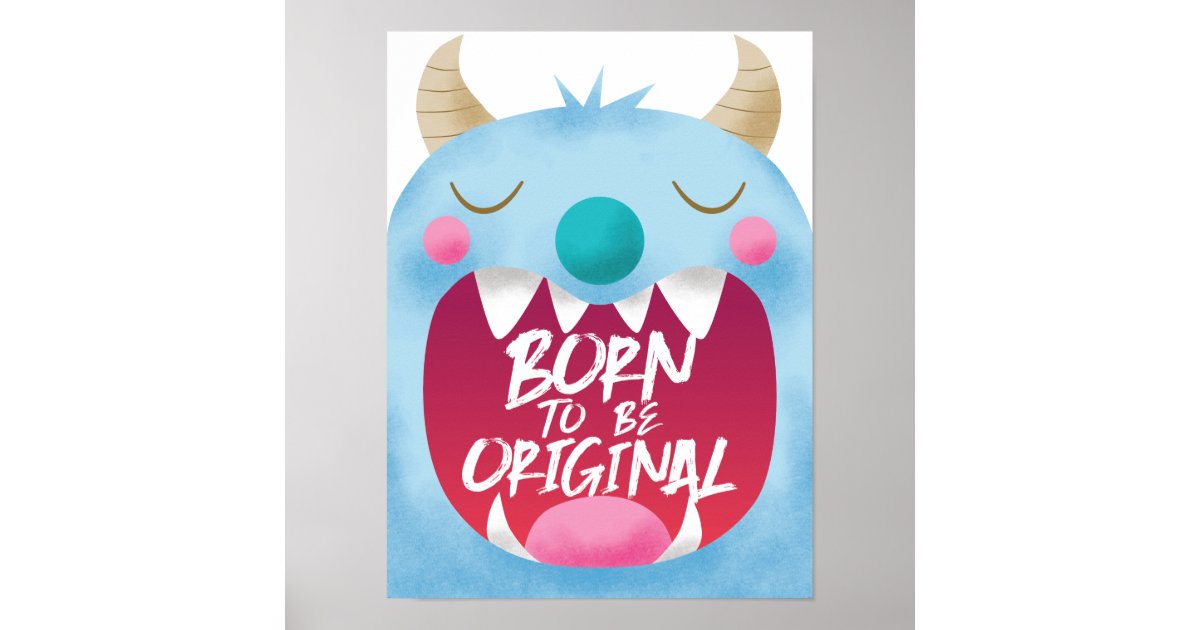 Blue Monster Boys Room Poster | Zazzle