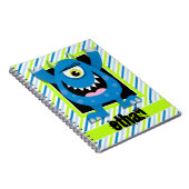 Blue Monster; Neon Green, White Stripes Notebook | Zazzle