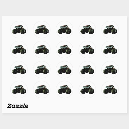 Blue Monster Truck Classic Round Sticker | Zazzle