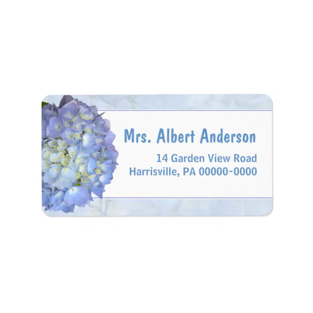 Blue Moon Hydrangea Single Name Address Label | Zazzle