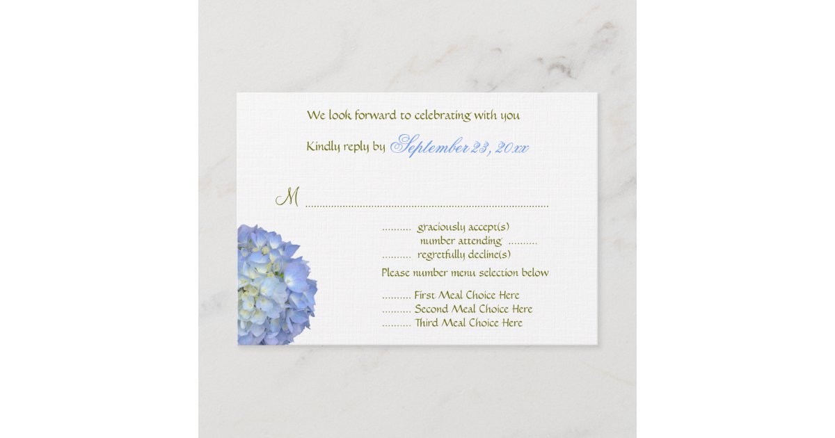 Blue Moon Menu Selection Wedding Reply Card | Zazzle.com