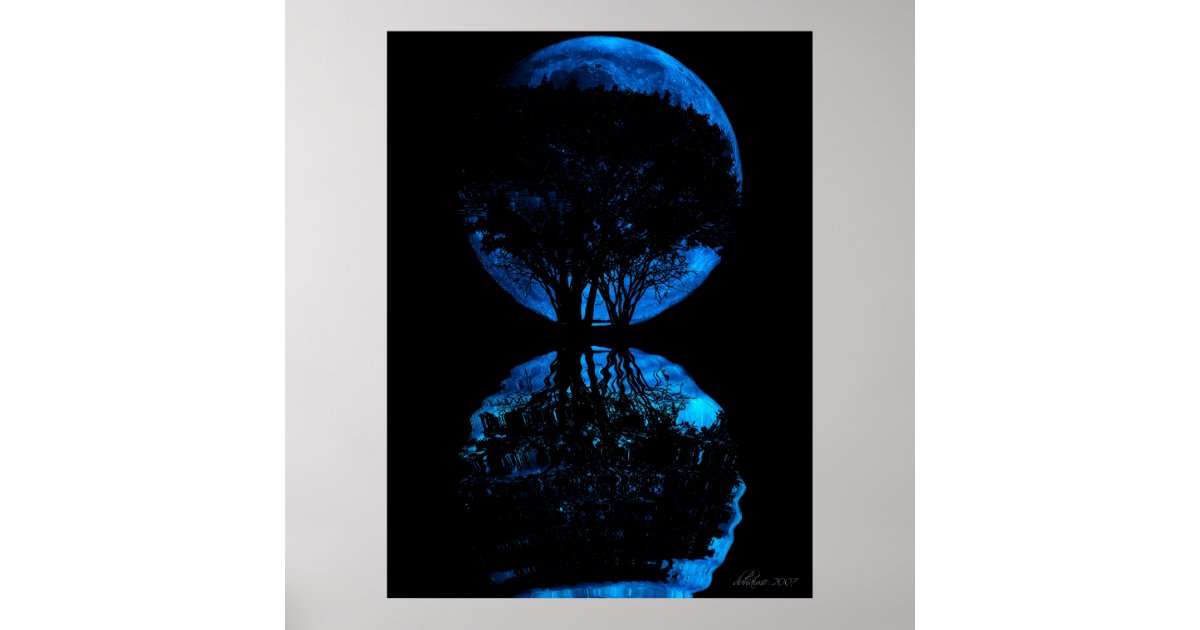 Blue Moon Reflected Poster | Zazzle
