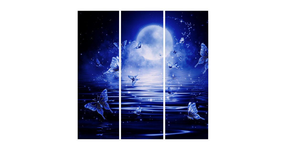 Blue Moonlight Butterflies Wall Panels | Zazzle