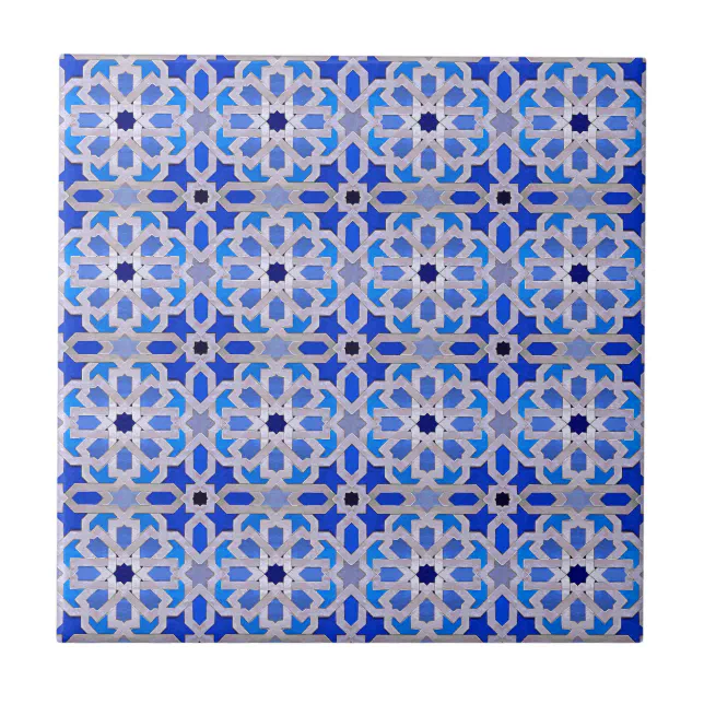 Blue Moroccan Geometric Pattern Tile | Zazzle