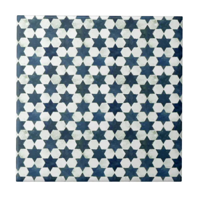 Blue Moroccan Star Pattern Ceramic Tile | Zazzle