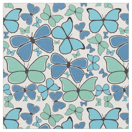 Blue butterflies fabric | Zazzle