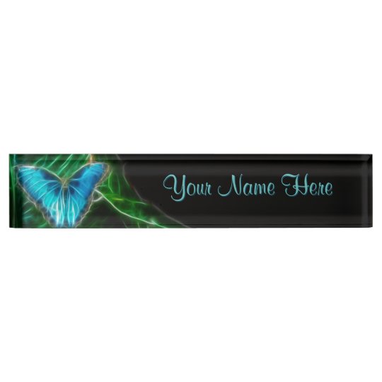 Blue Morpho Butterfly Fractal Desk Name Plate | Zazzle.com