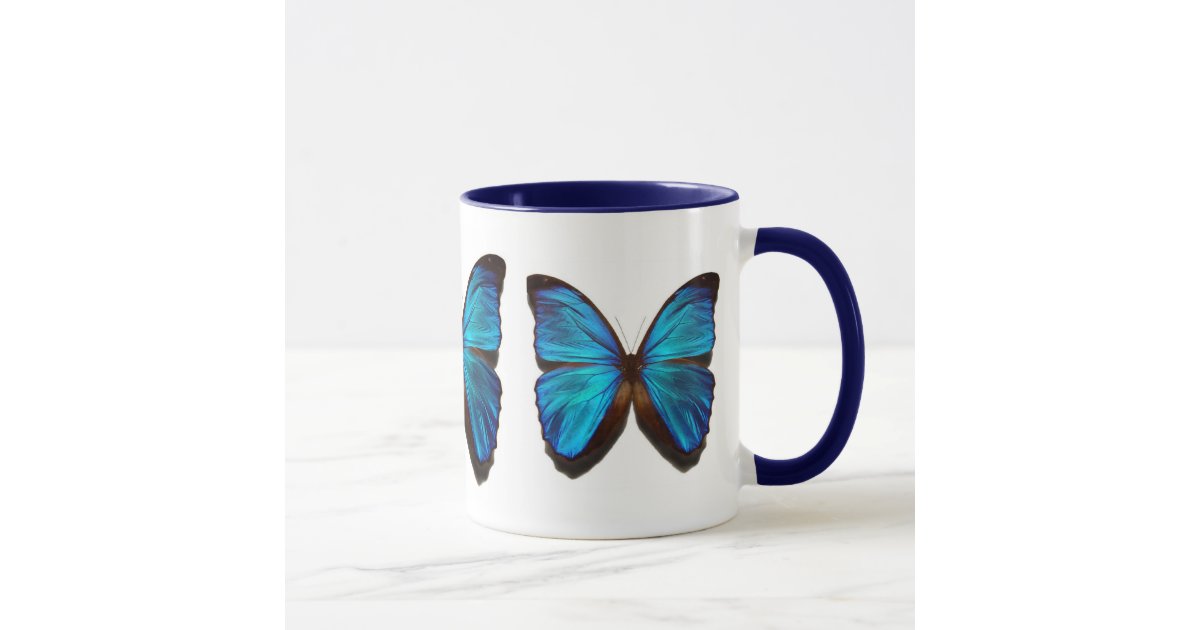 Blue morpho butterfly mug | Zazzle