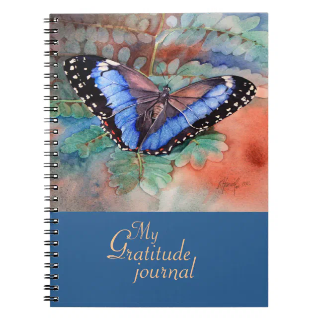 Blue Morpho Watercolor Gratitude Journal | Zazzle