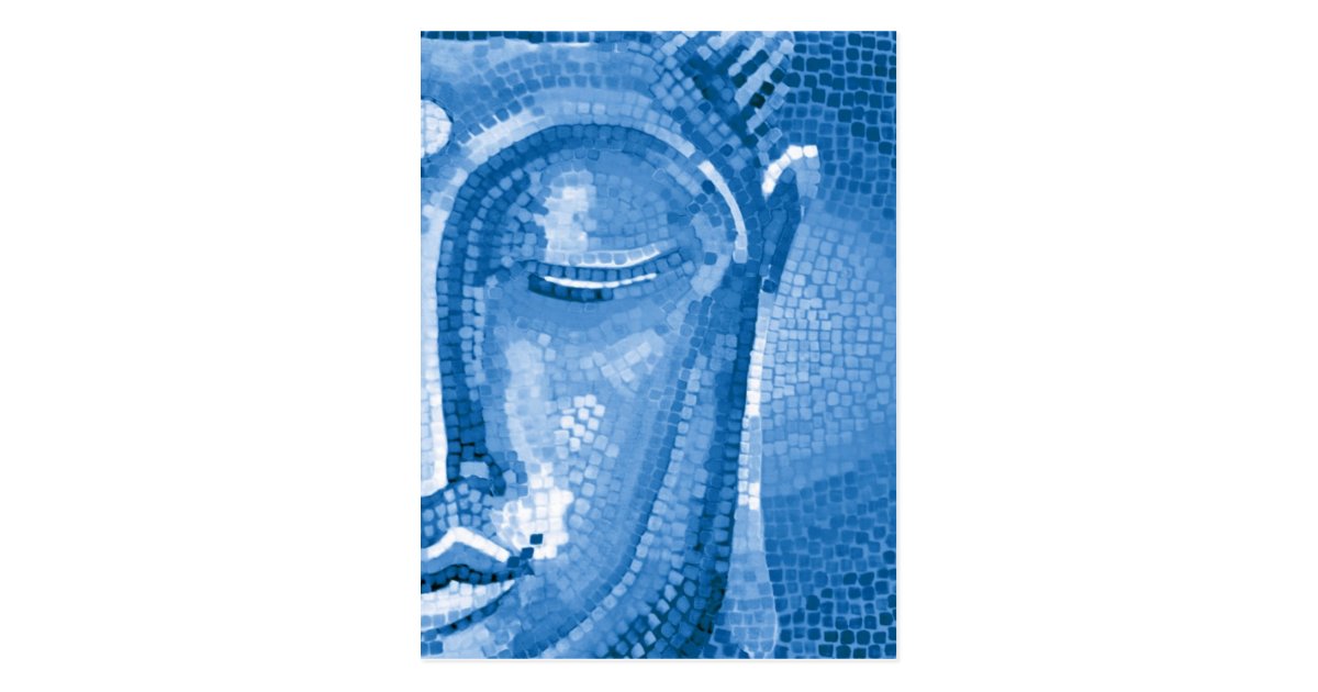 Blue Mosaic Buddha Face Postcard | Zazzle.com