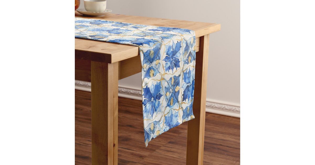 Blue Mosaic Table Runner | Zazzle