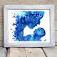 Blue Mother & Child Watercolor Abstract Art Poster | Zazzle