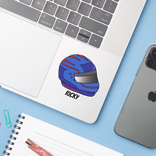 Blue Motorbike Helmet Motor Racing Fan Sticker | Zazzle