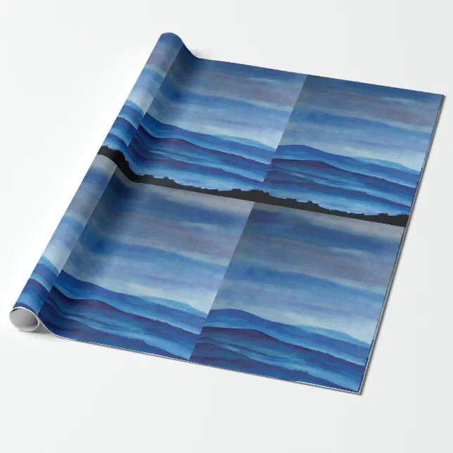 Blue Mountain Landscape Matte Wrapping Paper | Zazzle
