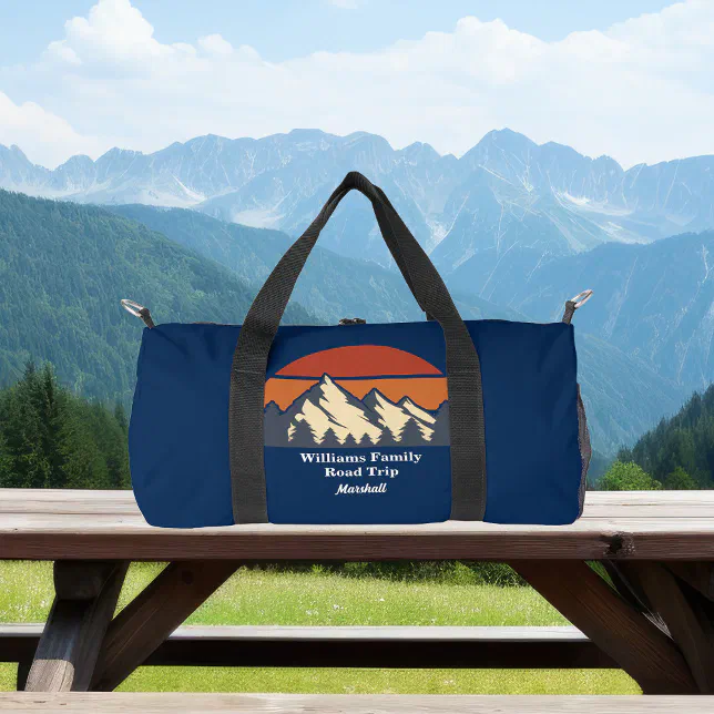 Blue Mountain Sunset Personalized Hiking Duffle Bag | Zazzle
