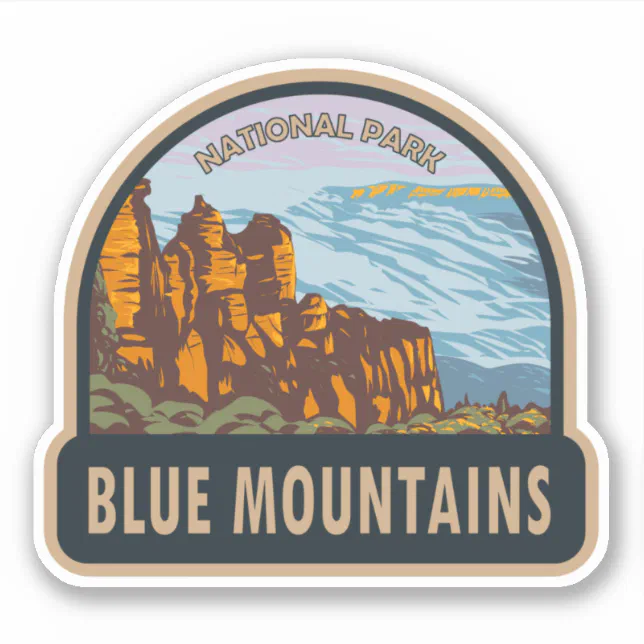 Blue Mountains National Park Australia Vintage Sticker | Zazzle