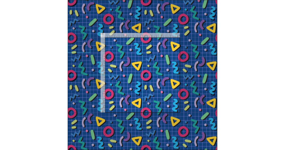Blue Multicolor 80s Memphis Pattern Fabric | Zazzle