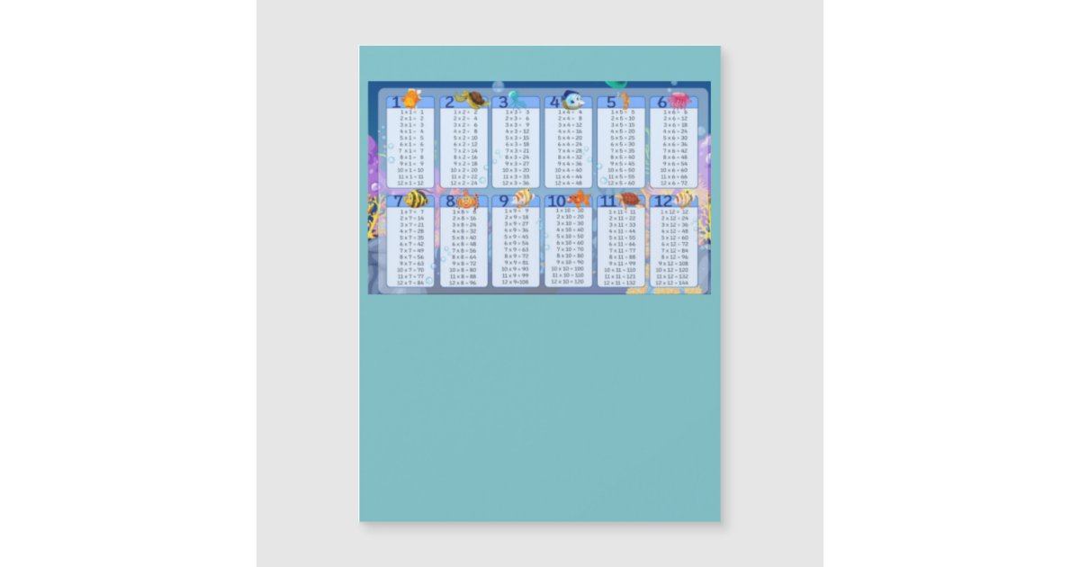 blue Multiplication Table 1-12 Cheat Sheet | Zazzle