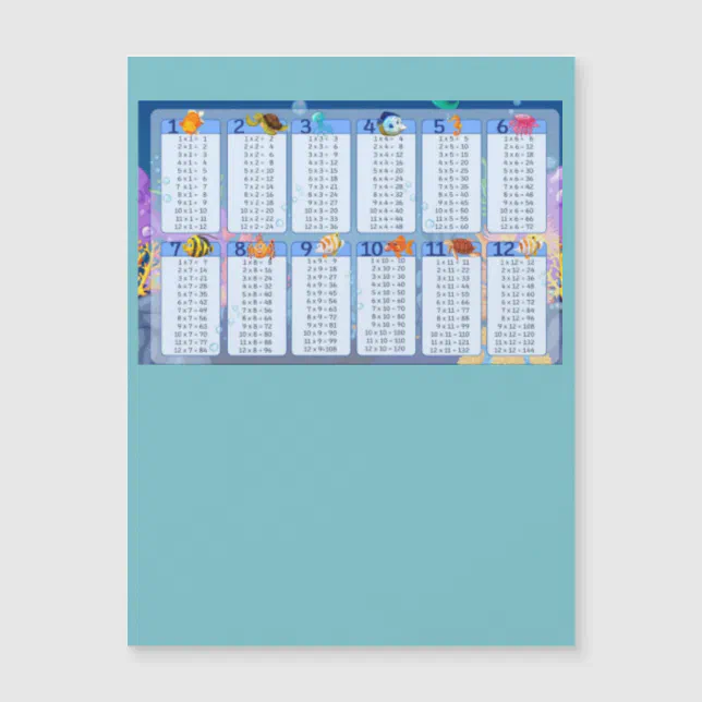 blue Multiplication Table 1-12 Cheat Sheet | Zazzle