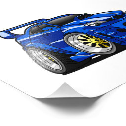 Blue muscle car speed cartoon - Choose back color Photo Print | Zazzle