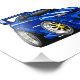 Blue muscle car speed cartoon - Choose back color Photo Print | Zazzle
