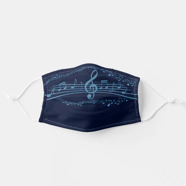 Blue Music Notes Adult Cloth Face Mask | Zazzle