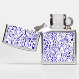 BLUE MUSIC NOTES ZIPPO LIGHTER | Zazzle