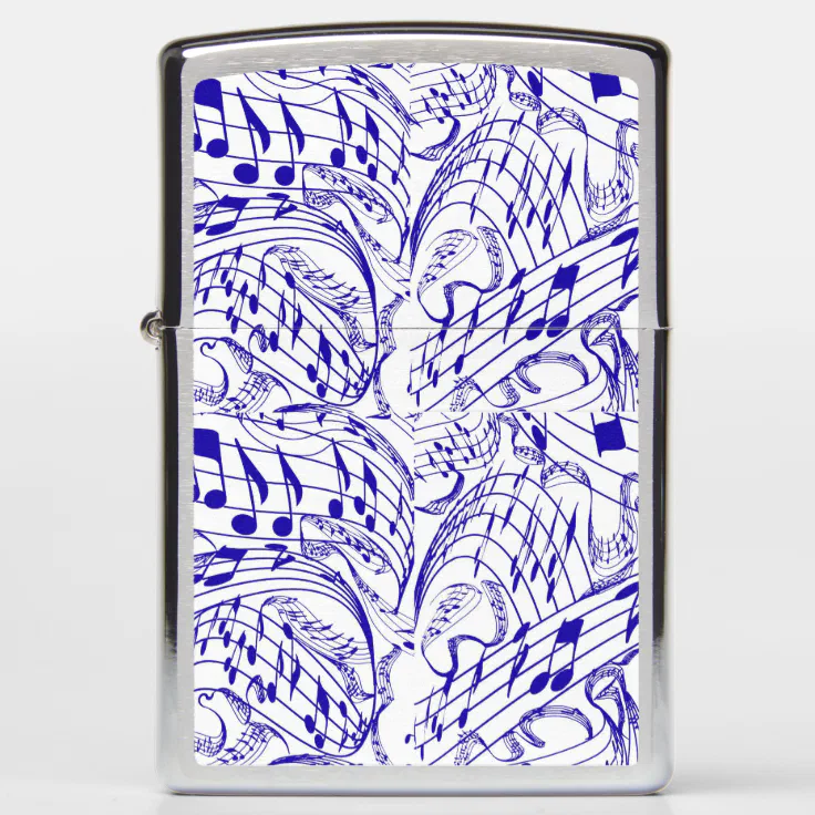 BLUE MUSIC NOTES ZIPPO LIGHTER | Zazzle
