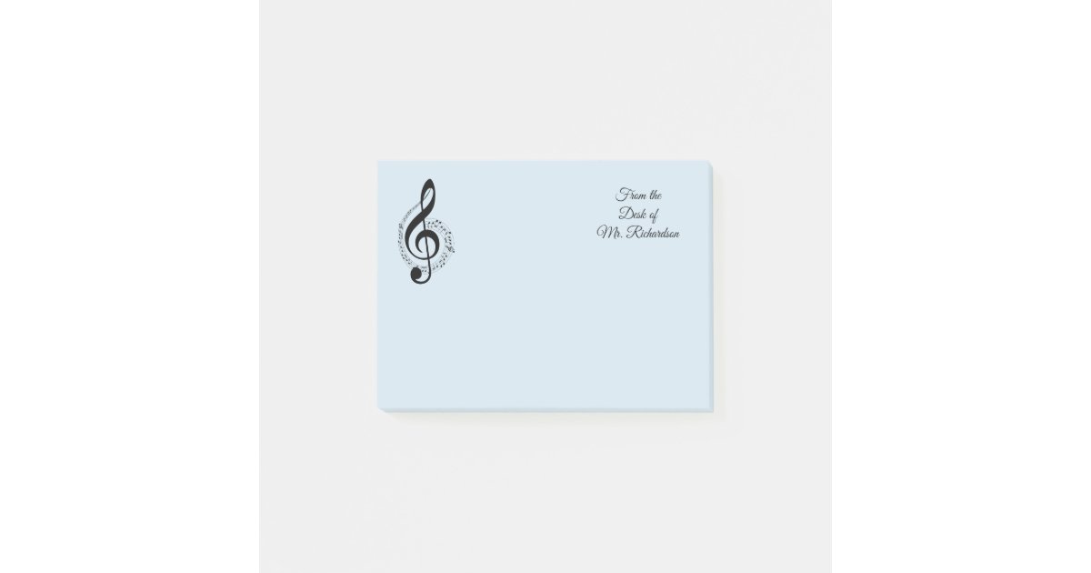 Blue Music Personalized Post it Notes 4x3 | Zazzle