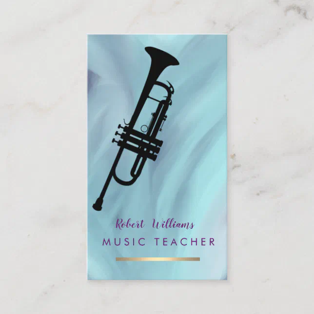Blue Music Trumpet Instrument Band Musician Business Card | Zazzle