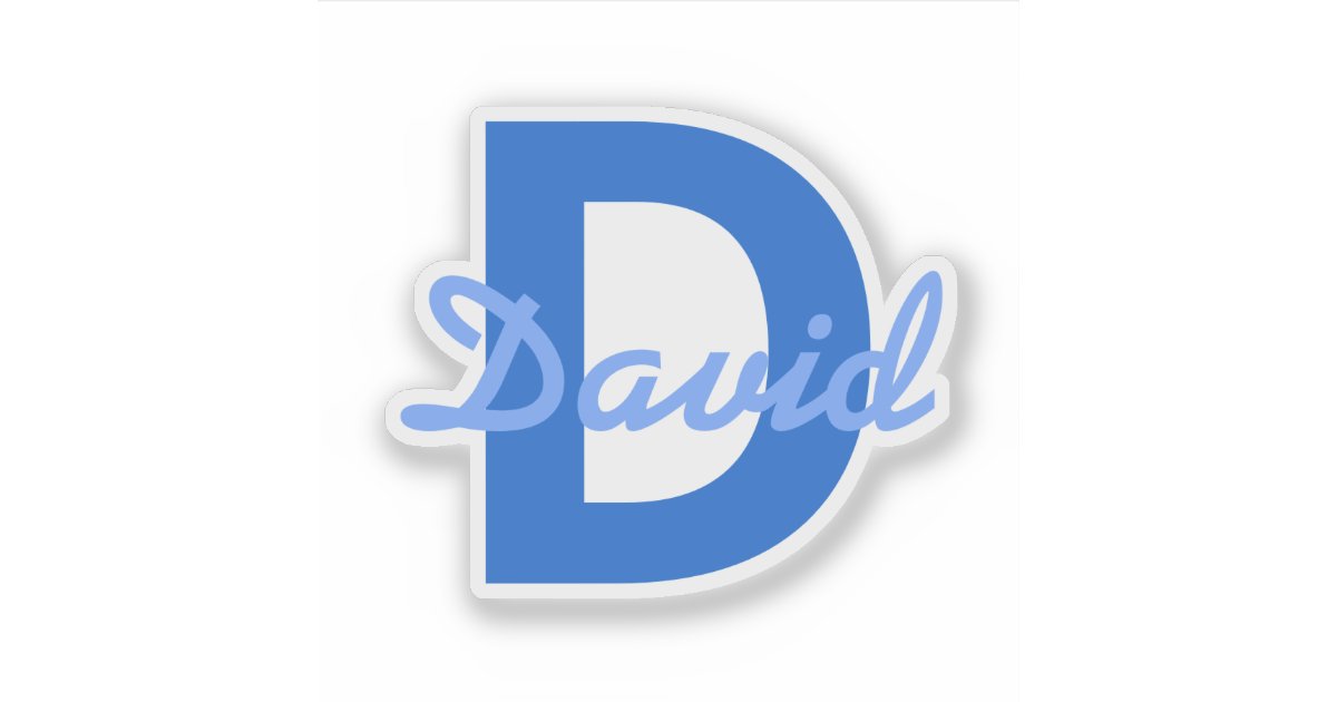 Blue Name & Monogram Sticker | Zazzle