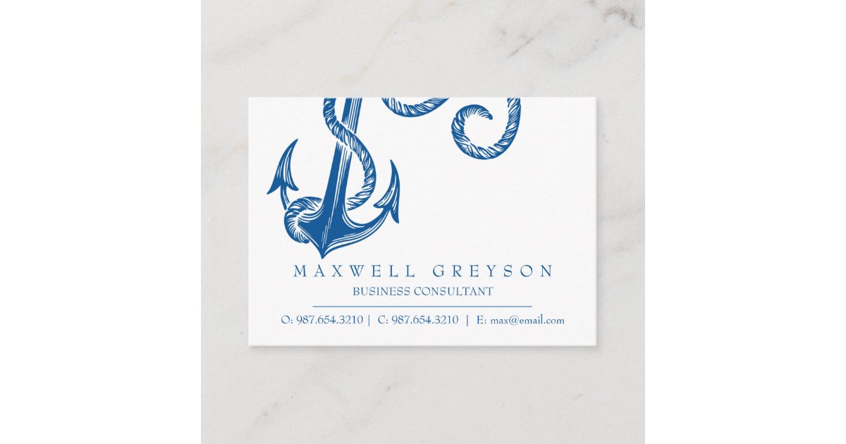 Blue Nautical Anchor Business Card | Zazzle