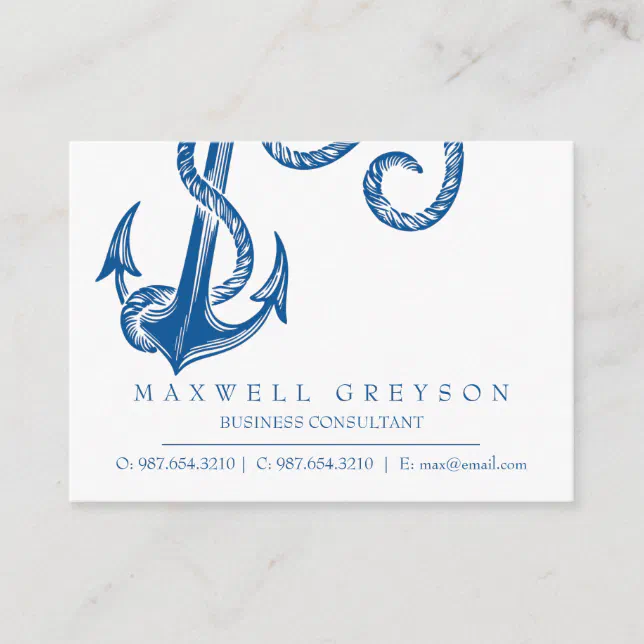 Blue Nautical Anchor Business Card | Zazzle