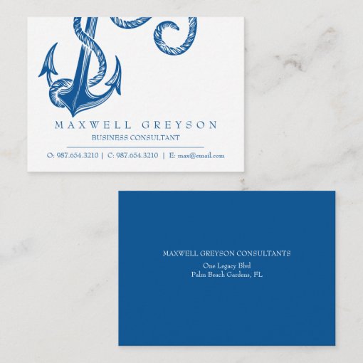 Blue Nautical Anchor Business Card | Zazzle