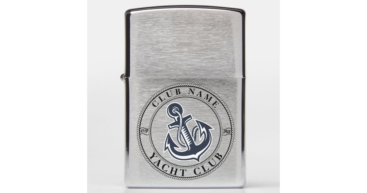 Blue Nautical Anchor yacht club boat marina Name Zippo Lighter | Zazzle