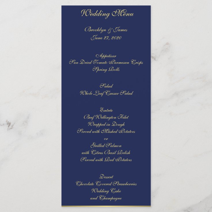 Blue Nautical Wedding Menu Cards | Zazzle