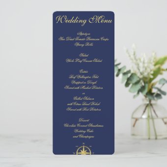 Blue Nautical Wedding Menu Custom Invitations | Zazzle