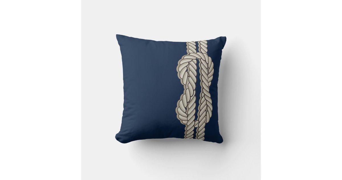 Blue Nautical with Ship's Rope Throw Pillow | Zazzle