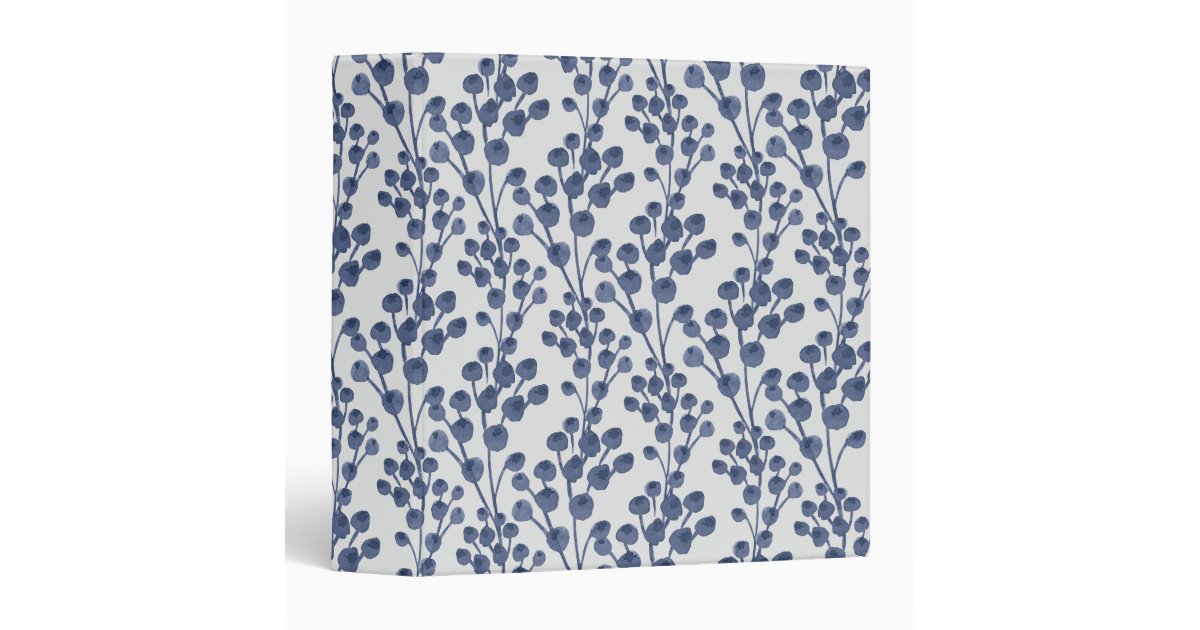 Blue Navy Botanical 3 Ring Binder | Zazzle