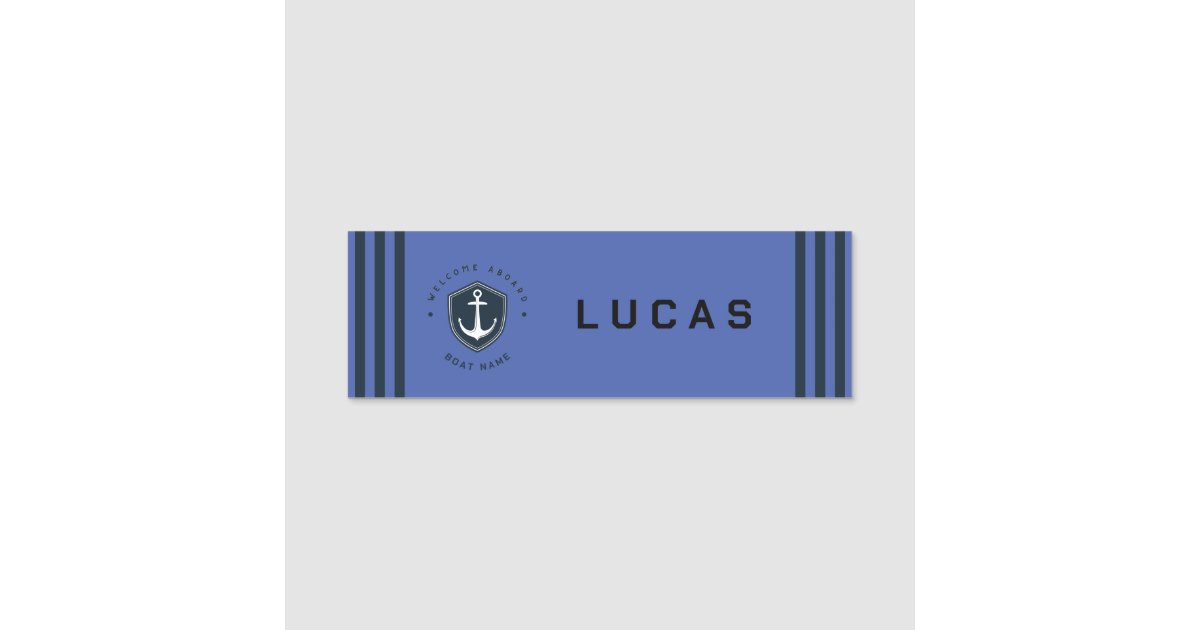 Blue Navy Nautical Anchor yacht club sailing Name Name Tag | Zazzle