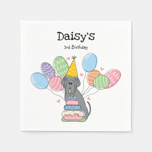 Blue Neapolitan Mastiff Dog Birthday Party Napkins | Zazzle