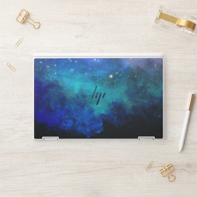 Blue Nebulous Cool Galaxy HP Laptop Skin | Zazzle