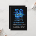 Blue Neon 30th Birthday Invitation | Zazzle