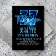 Blue Neon 37th Birthday Invitation | Zazzle