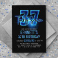 Blue Neon 37th Birthday Invitation | Zazzle