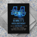 Blue Neon 44th Birthday Invitation | Zazzle