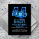 Blue Neon 44th Birthday Invitation | Zazzle